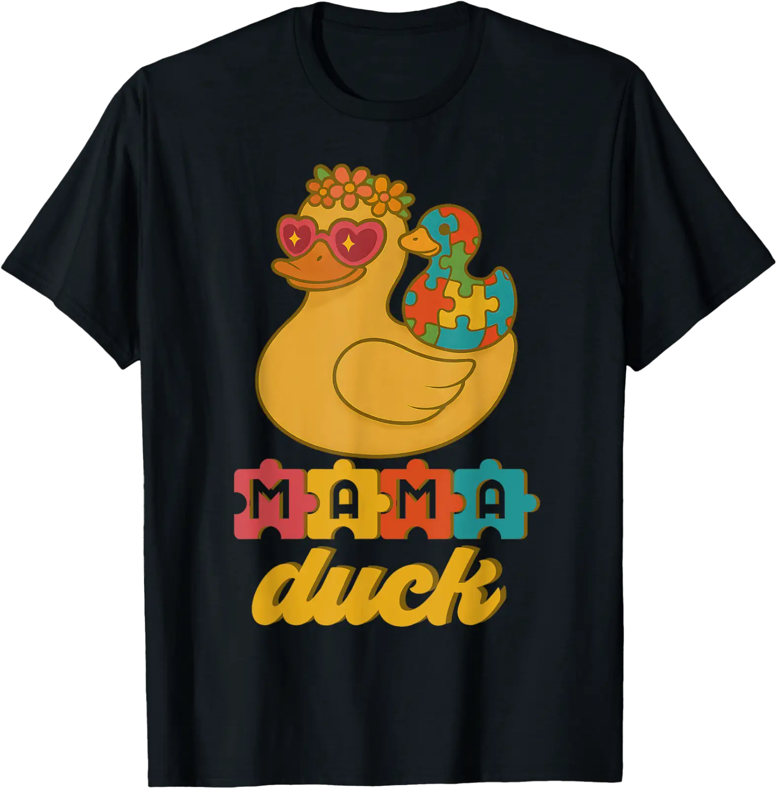Autism Awareness Mama Duck Rubber Ducky Mom Rubber Duckie T-Shirt ...