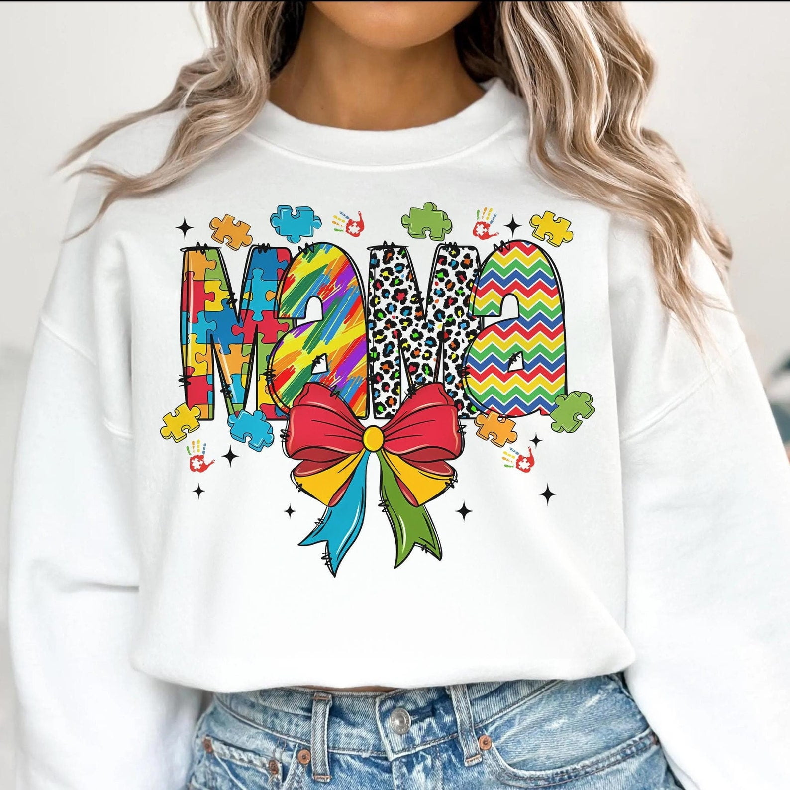 Autism Awareness Mama Sweatshirt, Autism Mom Gift Crewneck, Coquette ...