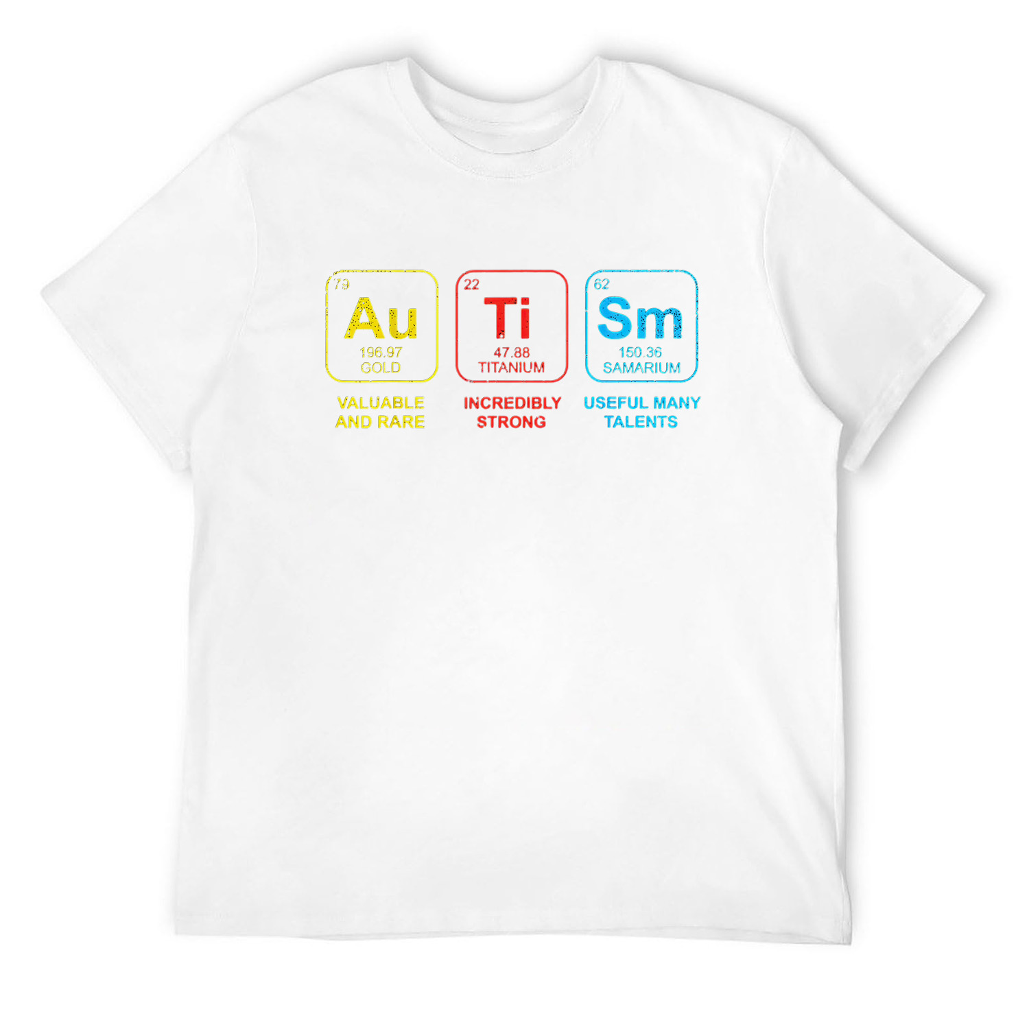 Autism Awareness Men Kids EleMents Periodic Table ASD T-Shirt White ...