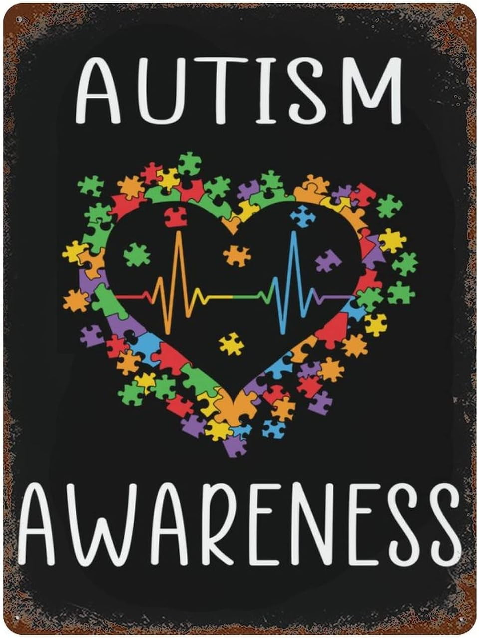 Autism Awareness Metal Signs Autism Awareness Puzzle Piece Wall Decor ...