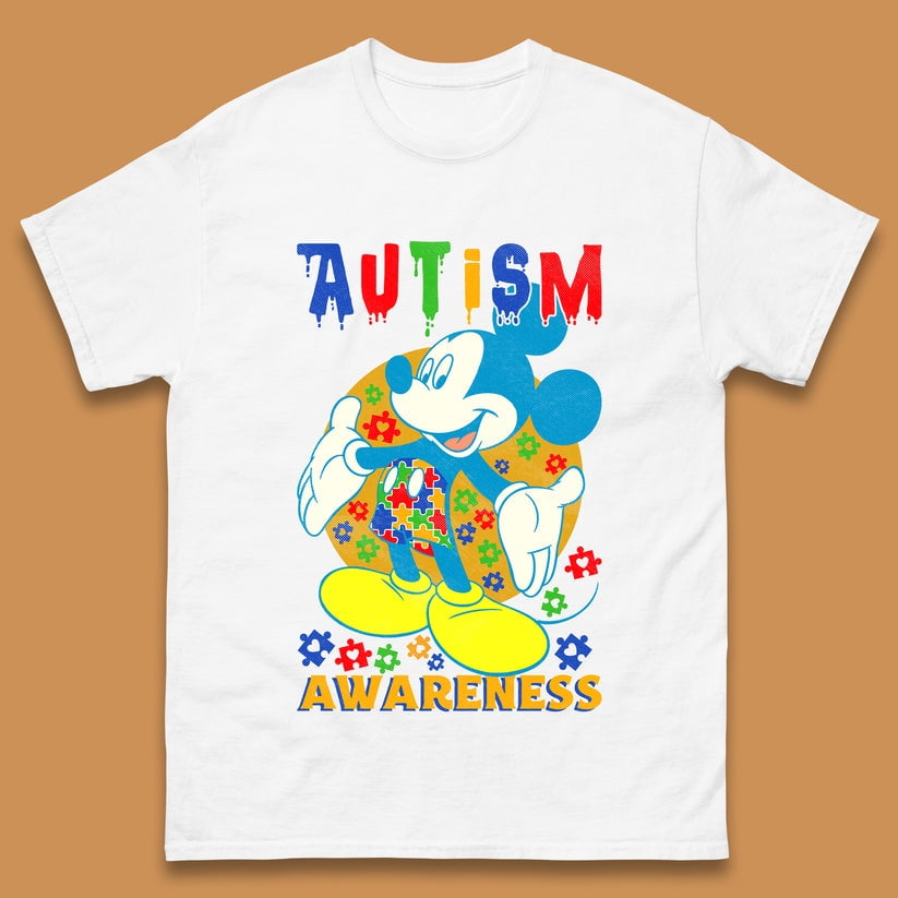 Autism Awareness Mickey Mouse Unisex Short Sleeve T-Shirt ,Icy Grey ...