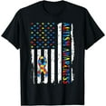 Autism Awareness Mom Dad USA flag Autistic Awareness Autism T-Shirt ...