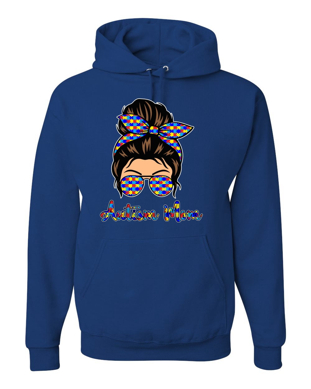 Autism Awareness Mom Life Messy Hair Bun | Cool Support Neon Print ...