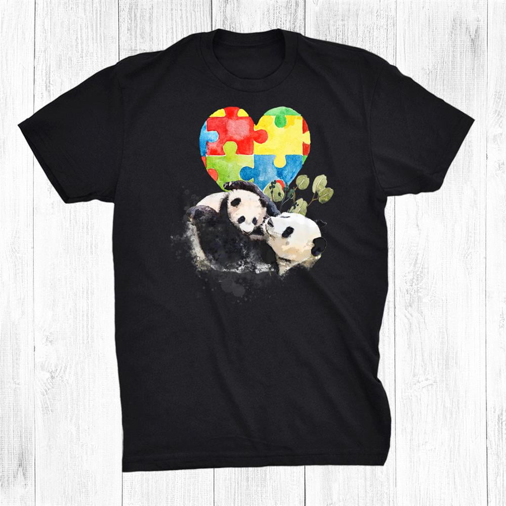 Autism Awareness Mommy Panda Bear With Baby Puzzle Heart Shirt Gift ...