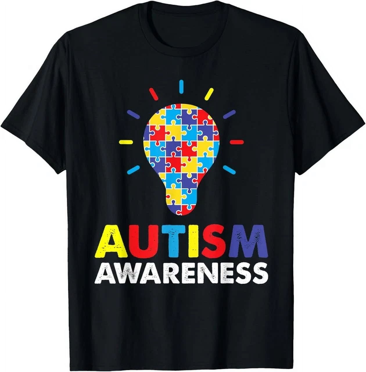 Autism Awareness Month Autistic Multi-Colored Puzzle Pieces T-Shirt ...