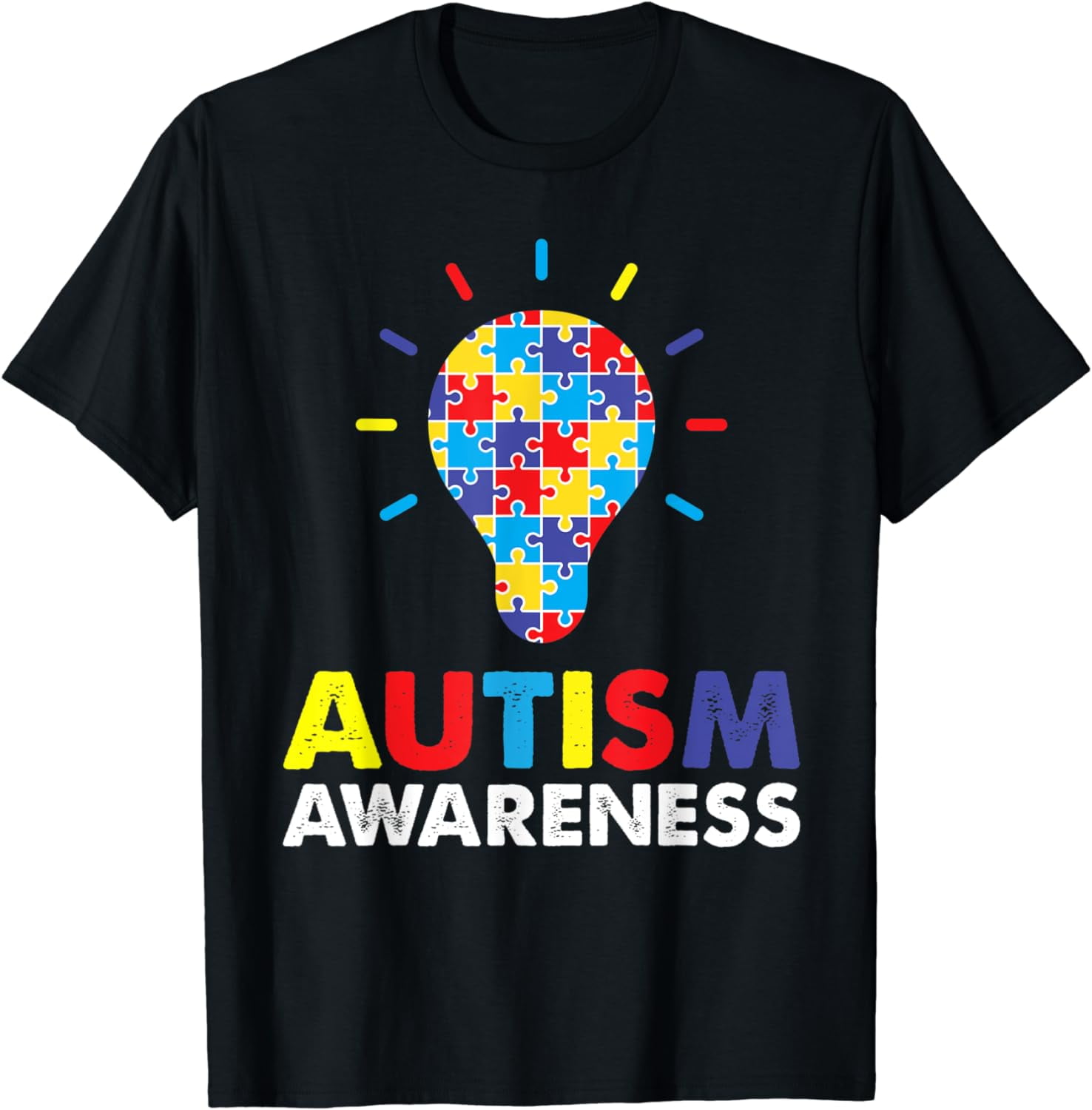 Autism Awareness Month Autistic Multi-Colored Puzzle Pieces T-Shirt ...