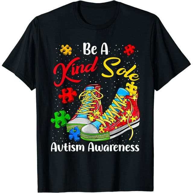 Autism Awareness Month Be A Kind Sole Puzzle Shoes Be Kind T-Shirt ...