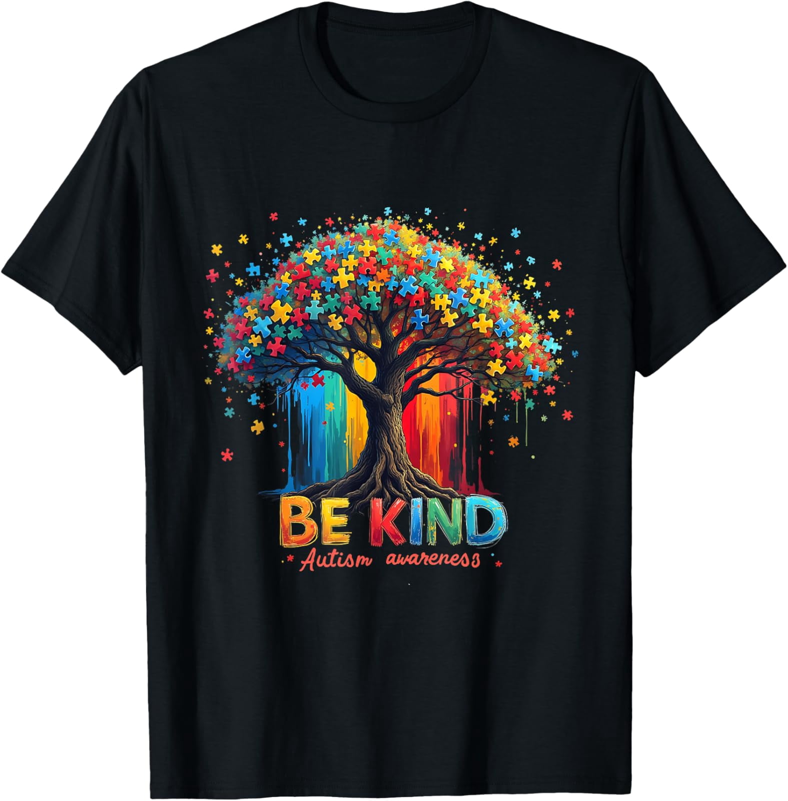 Autism Awareness Month Be Kind Autism Awareness Puzzle Tree T-Shirt ...