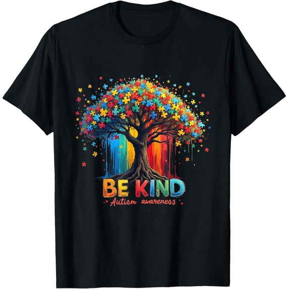 Autism Awareness Month Be Kind Autism Awareness Puzzle Tree T-Shirt ...
