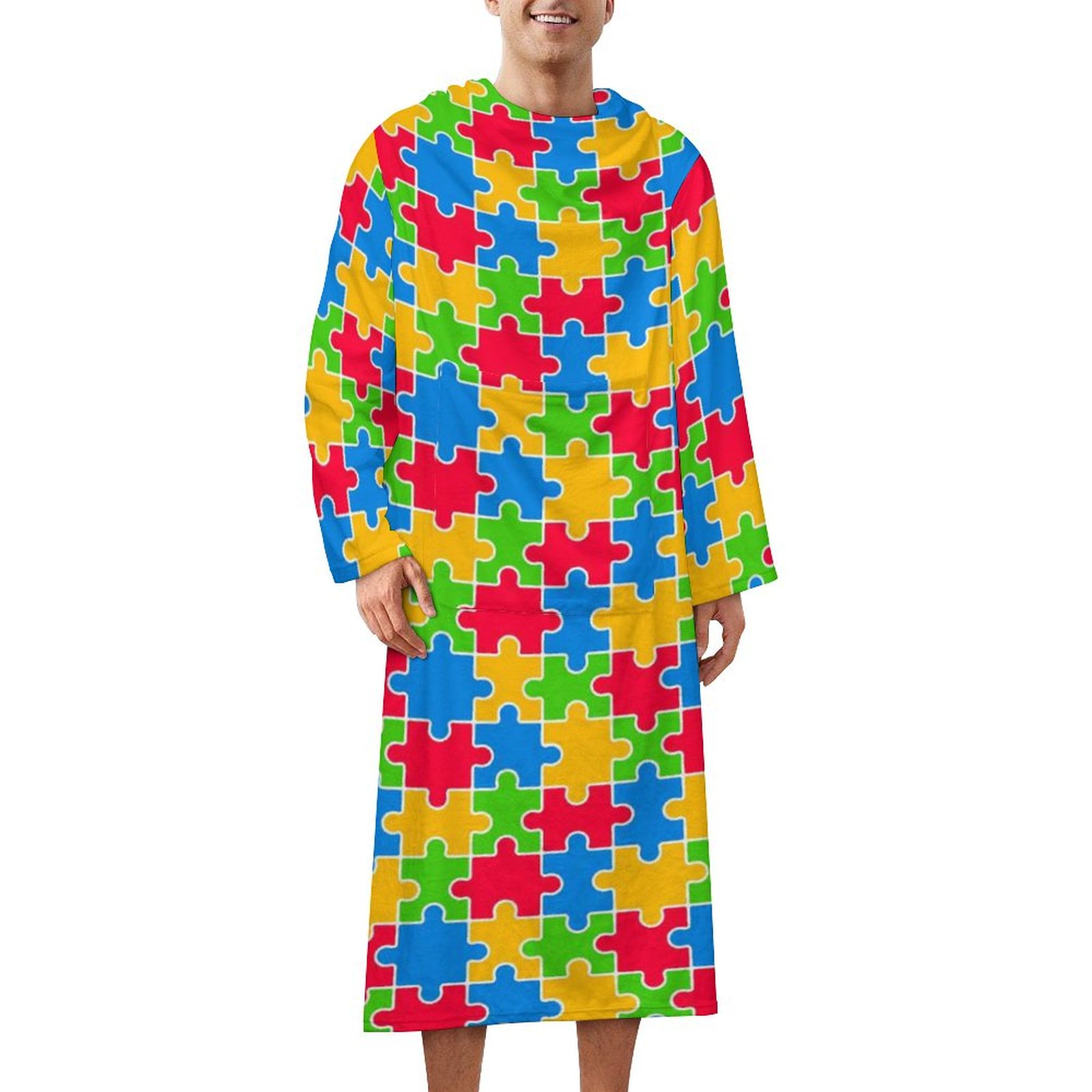 Autism Awareness Month Design Wearable Hooded Blanket Covered Robe ...