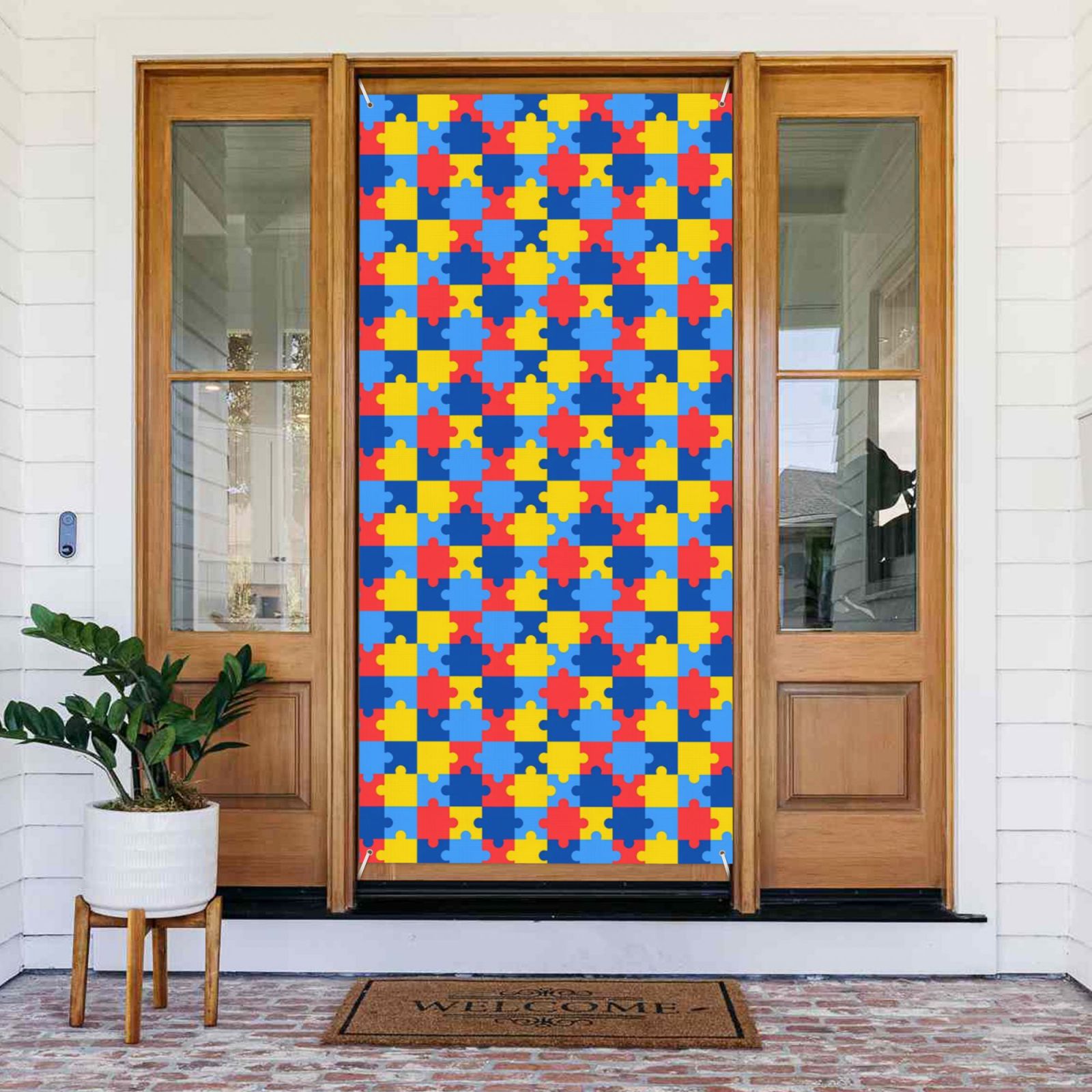 Autism Awareness Month Door Cover Decoration Backdrop Banner Porch Sign ...