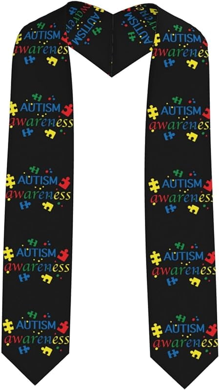Autism Awareness Month Graduation Print Shawl Sash Honor Stole Class Of ...