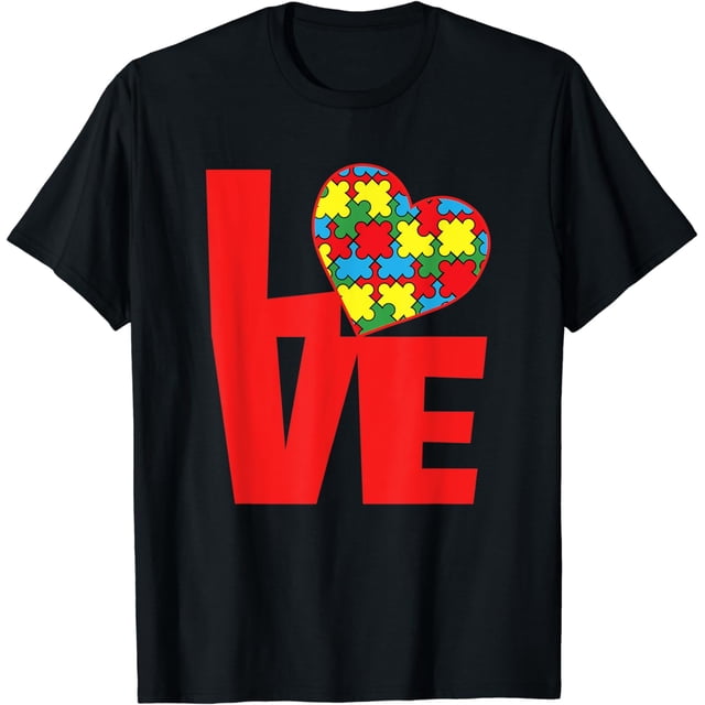Autism Awareness Month Love Autistic Support Puzzle Cute T-Shirt ...