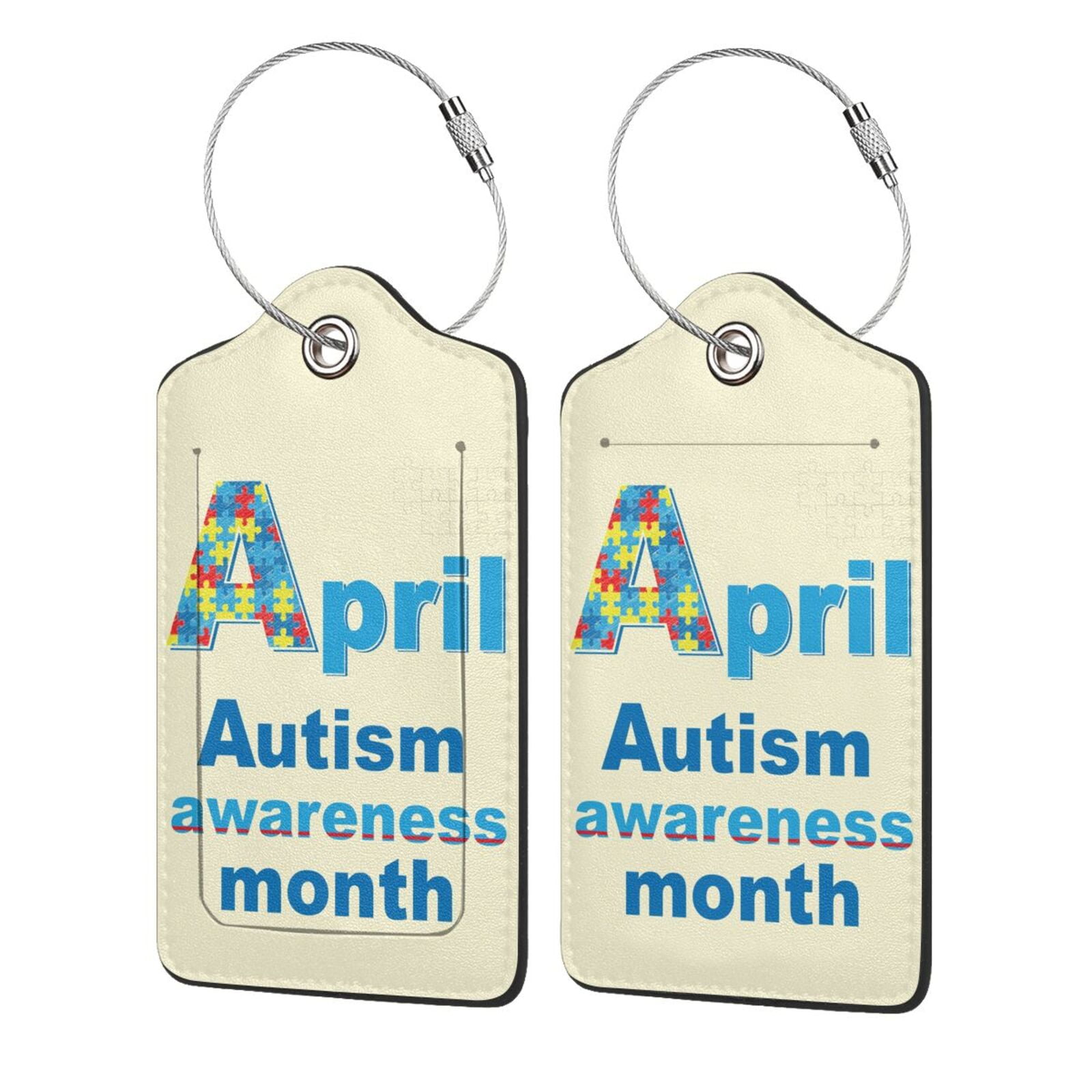 Autism Awareness Month Luggage Tags for Suitcase PU Privacy Cover ID ...