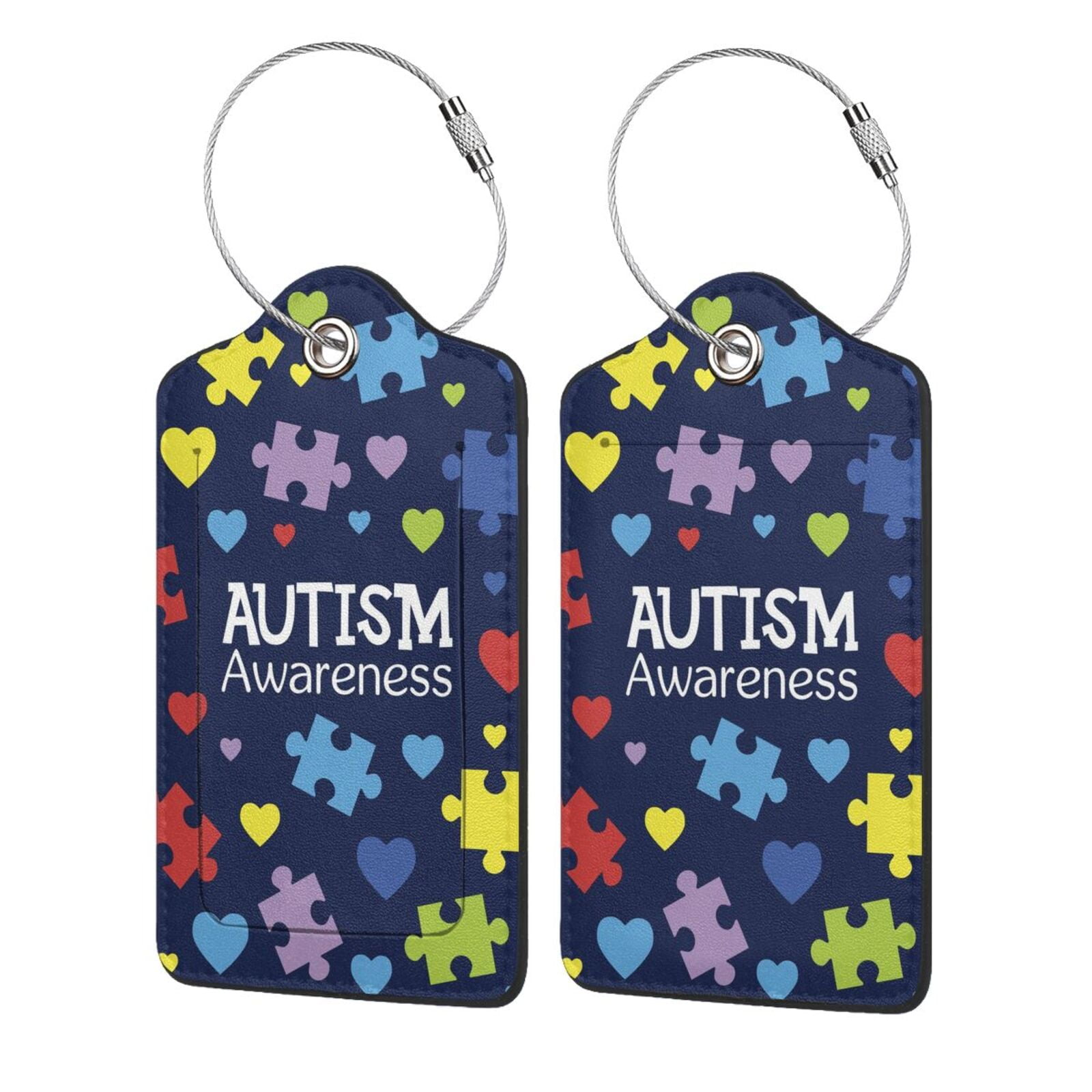 Autism Awareness Month Luggage Tags for Suitcase PU Privacy Cover ID ...