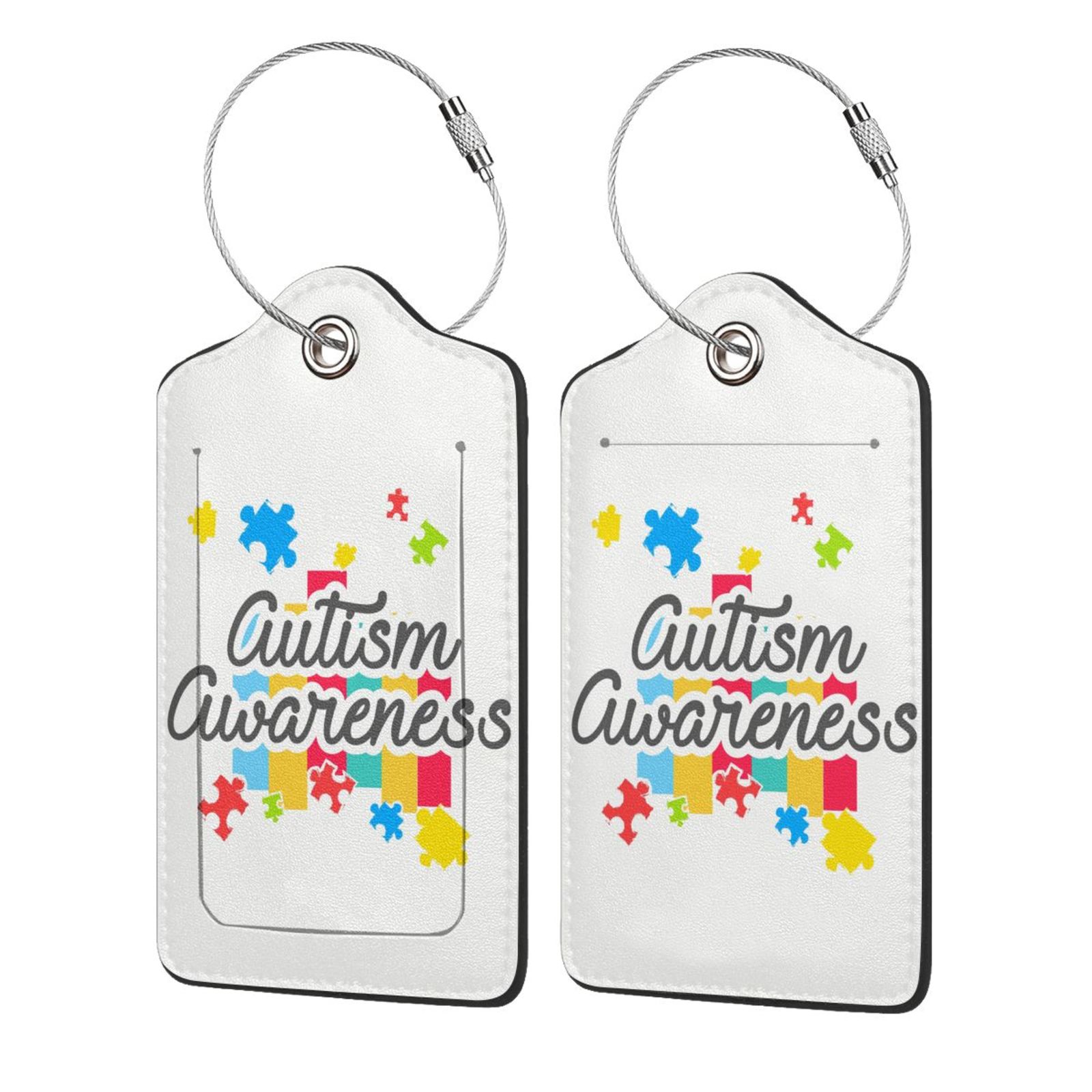 Autism Awareness Month Luggage Tags for Suitcase PU Privacy Cover ID ...