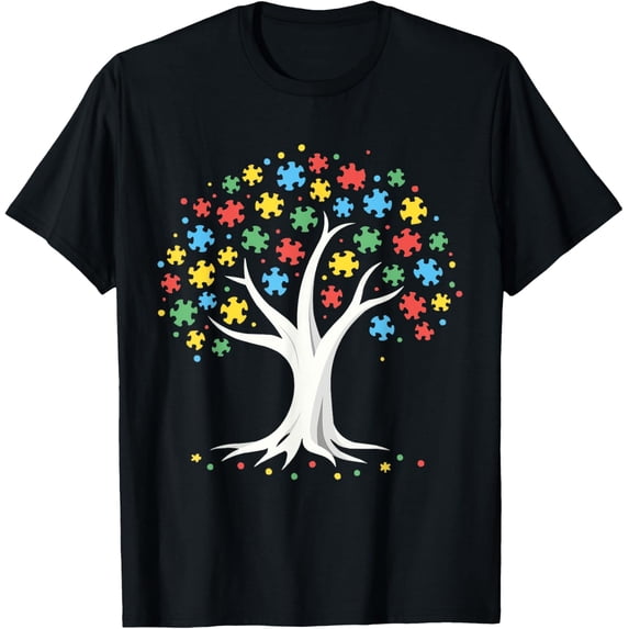Autism Awareness Month Puzzle Piece Tree T-Shirt - Walmart.com