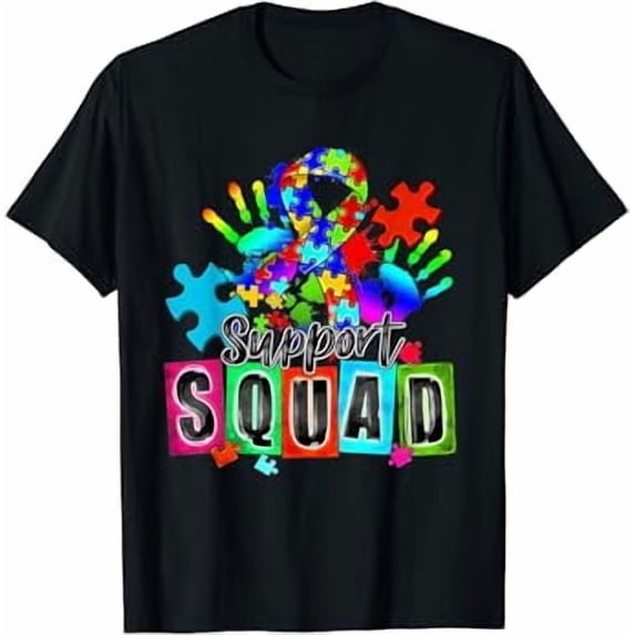 Autism Awareness Month Ribbon Support Squad Womens T-Shirt - Walmart.com