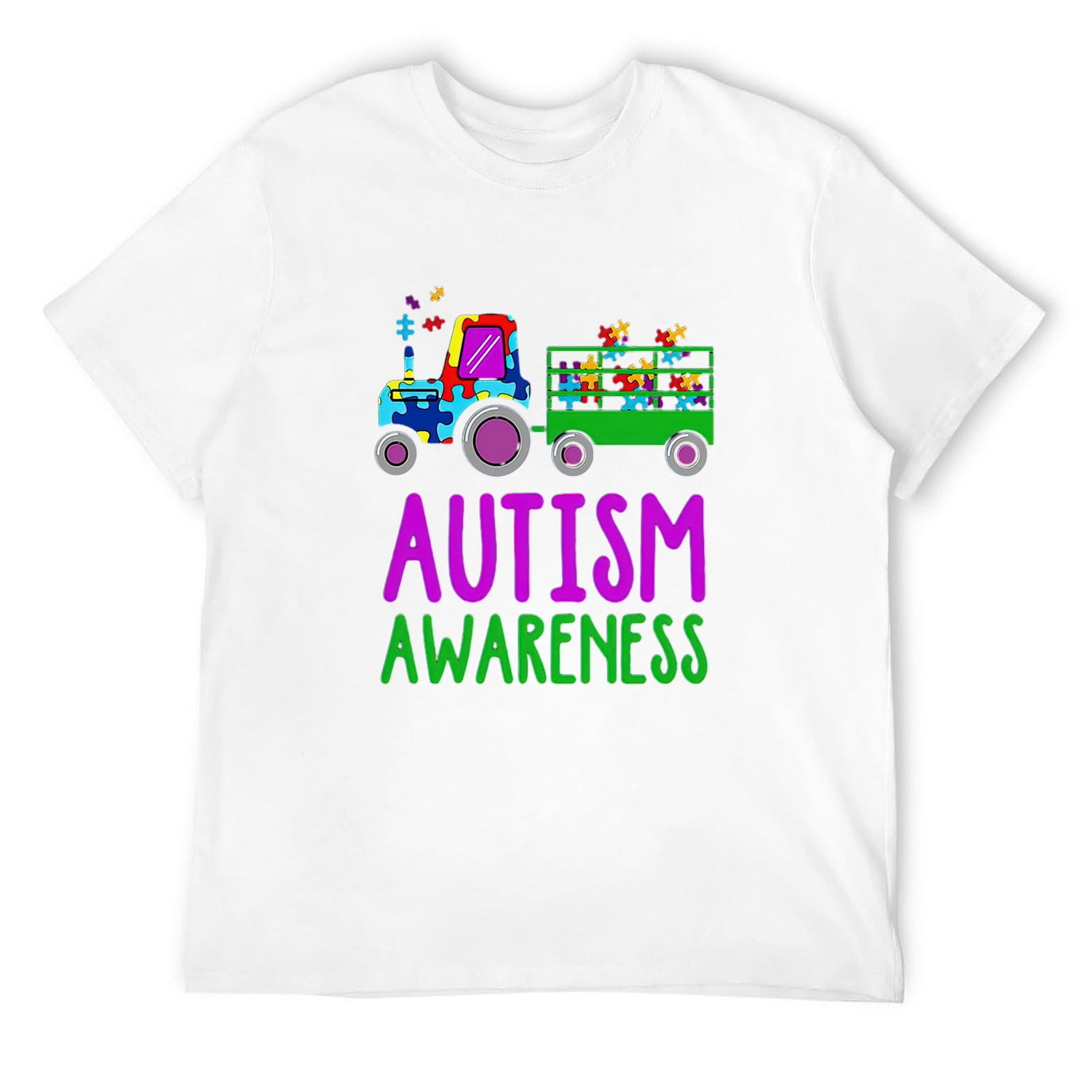 Autism Awareness Month Tshirt Funny Tractor Jigsaw Puzzle Autism ...