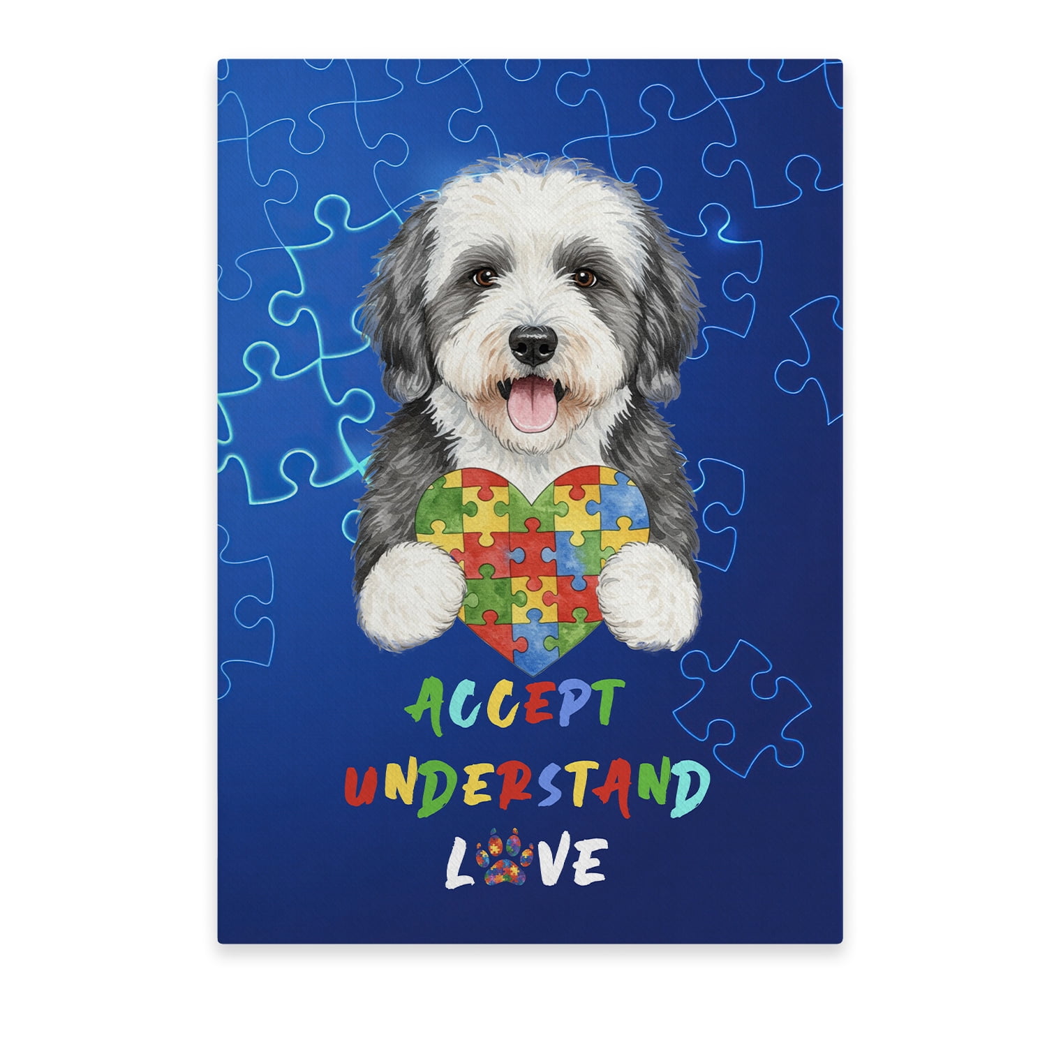 Autism Awareness Old English Sheepdog Accept Understand Love Vertical ...