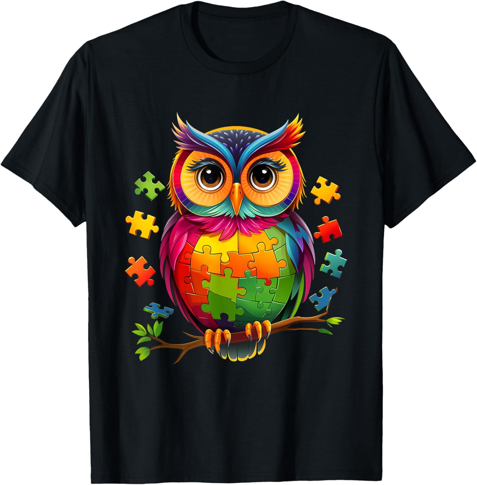 Autism Awareness Owl Animal Puzzle Its Ok To Be Different T-Shirt ...