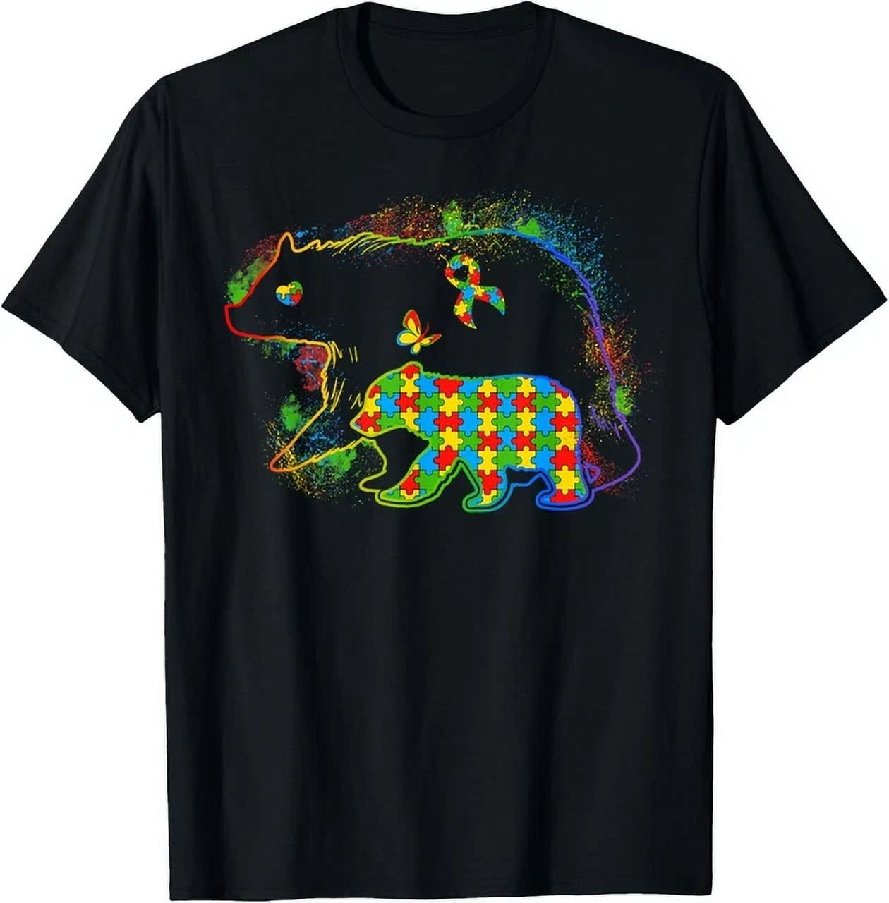 Autism Awareness Papa Bear Mom Autistic Child Father Papa T-Shirt ...