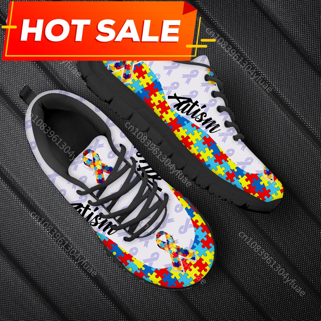 Autism Awareness Pattern Women Breathable Sneaker Shoes Comfortable ...