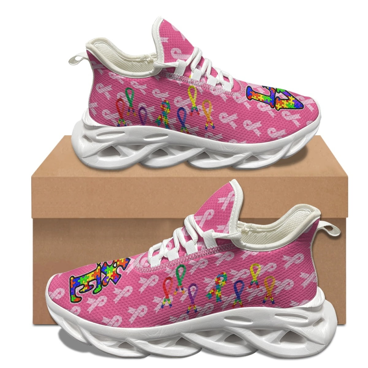 Autism Awareness Patterns Colorful Puzzle Print Sneakers for Women ...