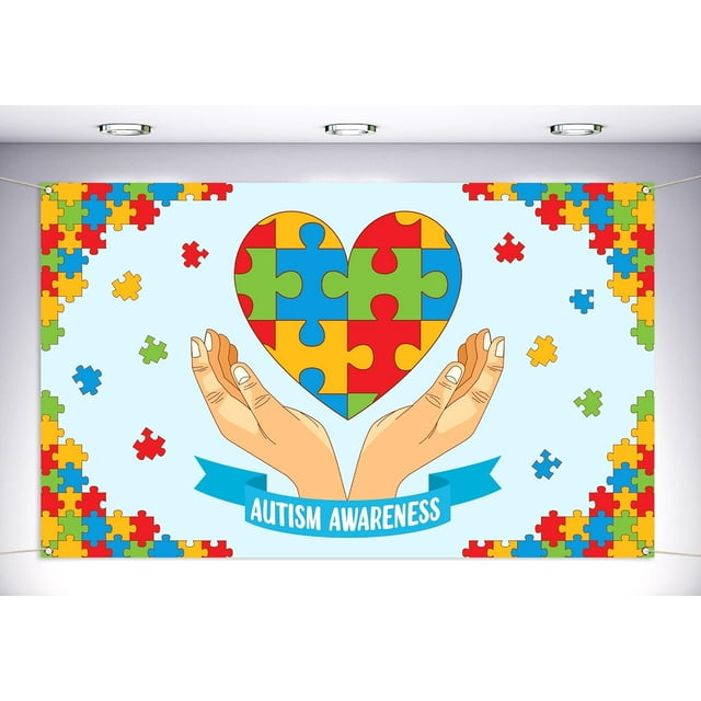 Autism Awareness Photo Booth Backdrop Puzzle Piece April Understand Be ...