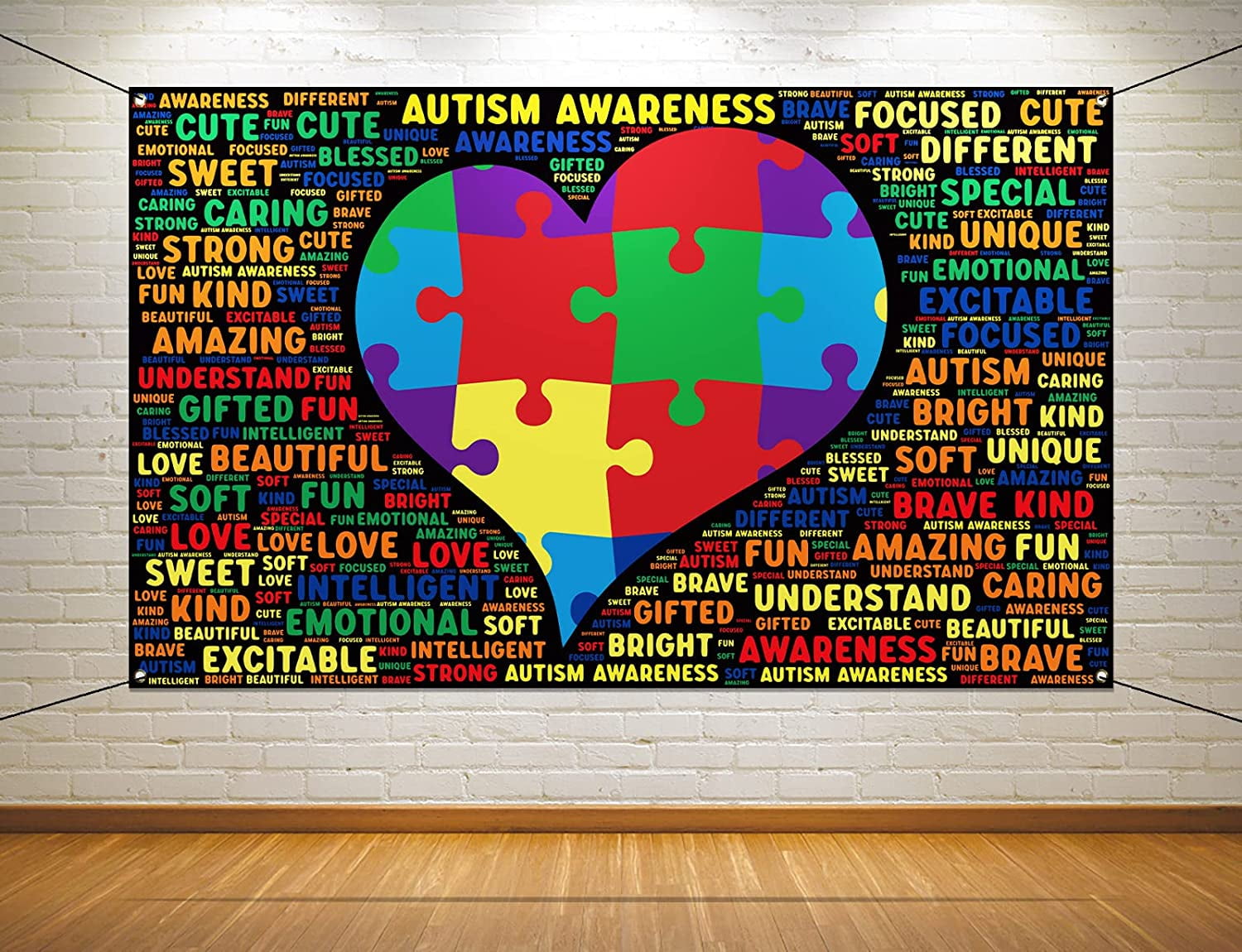 Autism Awareness Photo Booth Backdrop Puzzle Piece Love Heart April ...