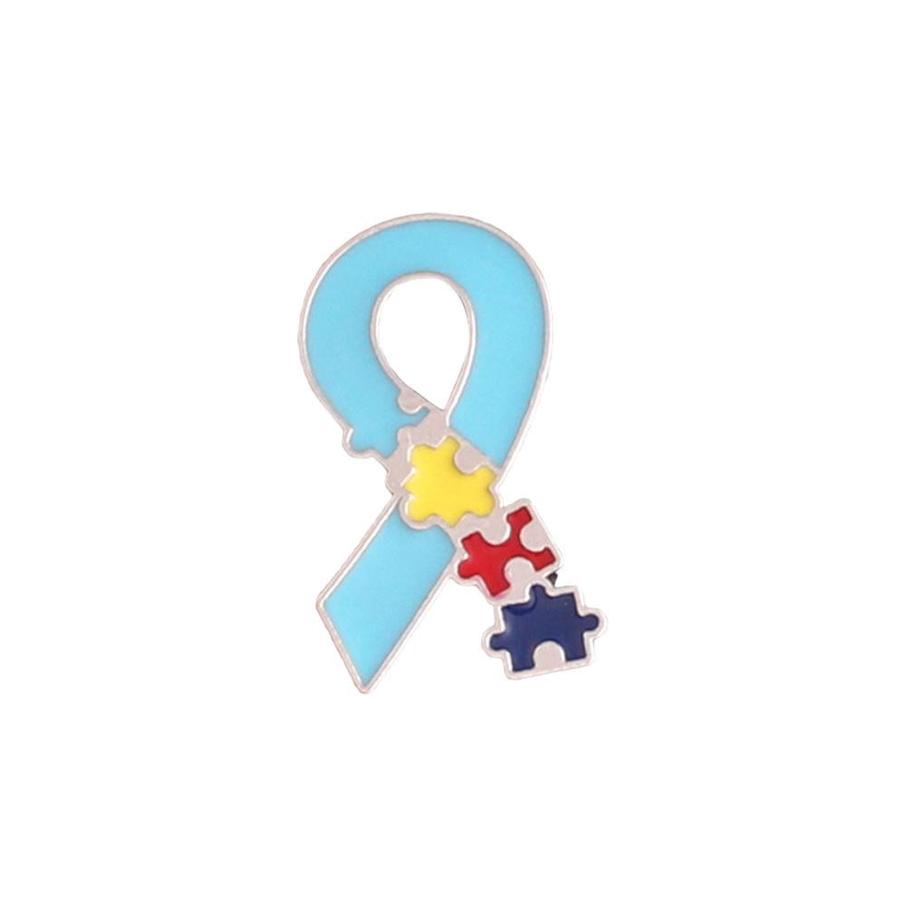 Autism Awareness Pin with Safety Pins and Multi Color Puzzle Piece ...