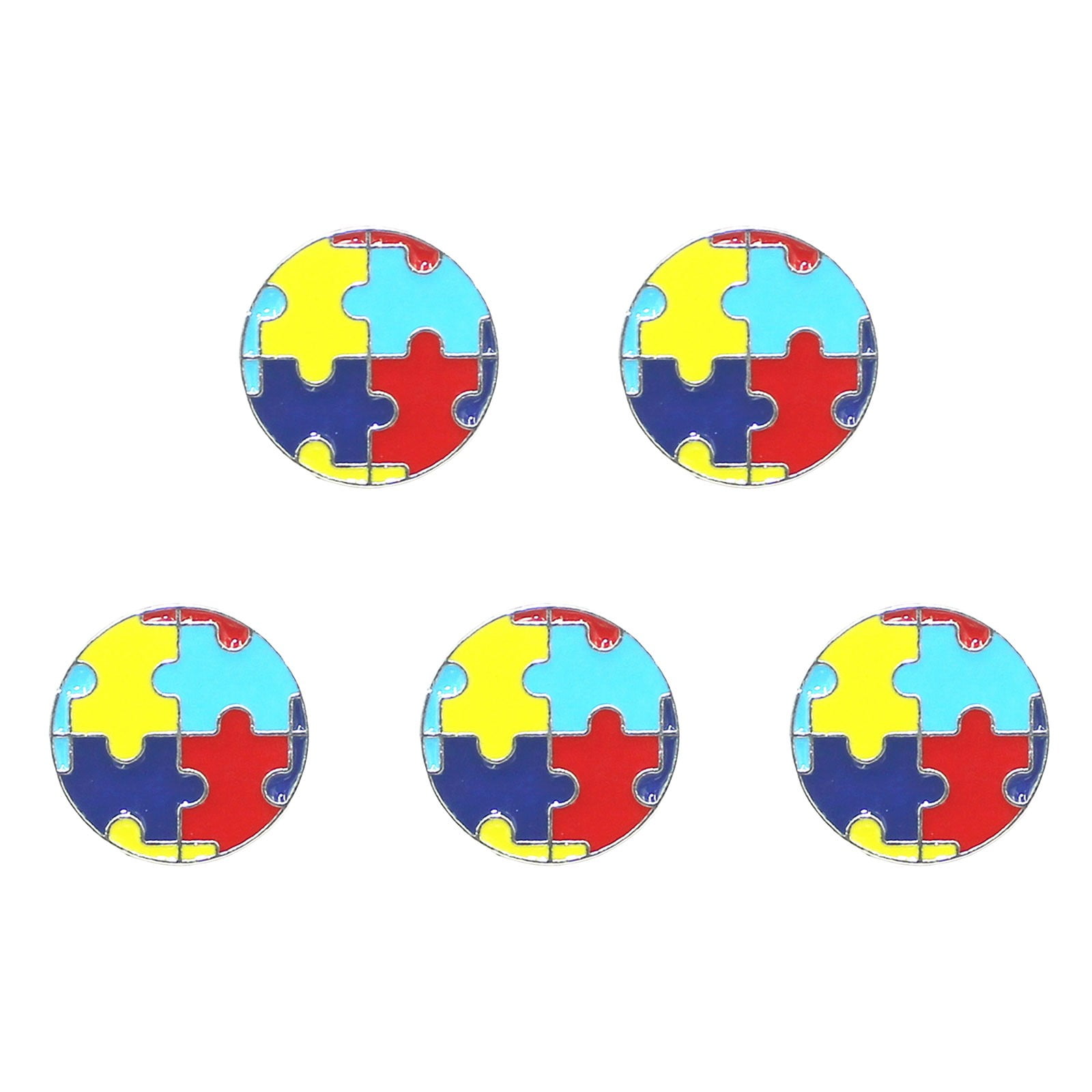 Autism Awareness Pins - 5PC Multi-Color Puzzle Piece Lapel Pins ...