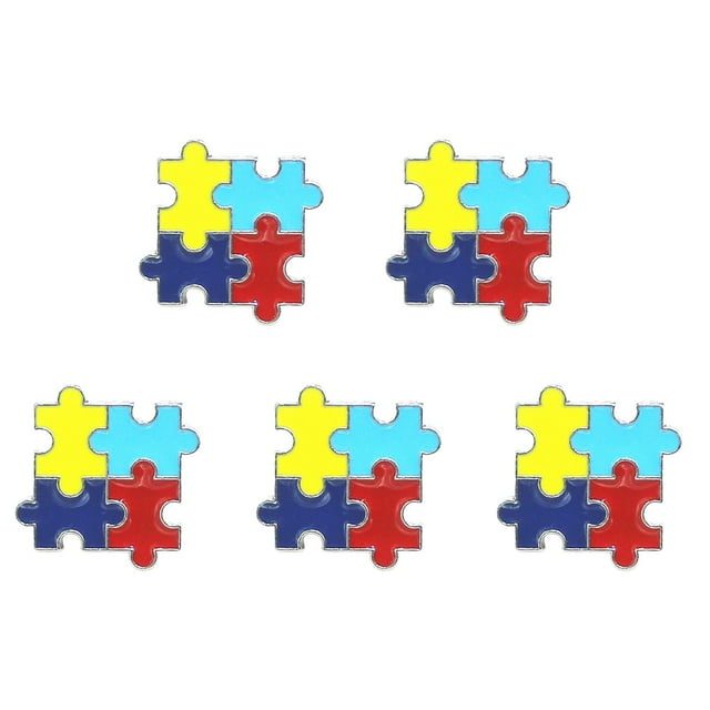 Autism Awareness Pins - 5PC Multi-Color Puzzle Piece Lapel Pins ...