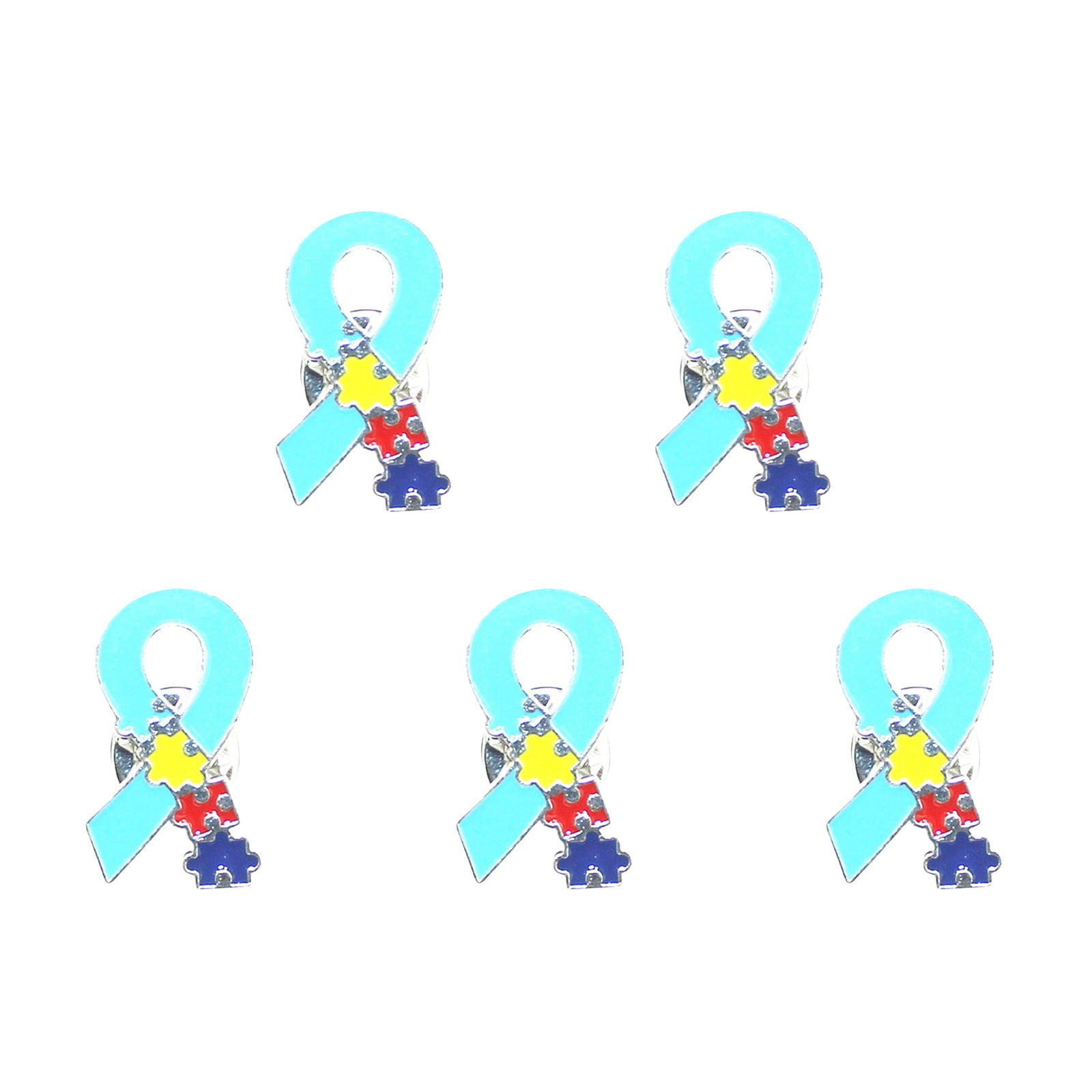 Autism Awareness Pins - 5PC Multi-Color Puzzle Piece Lapel Pins ...