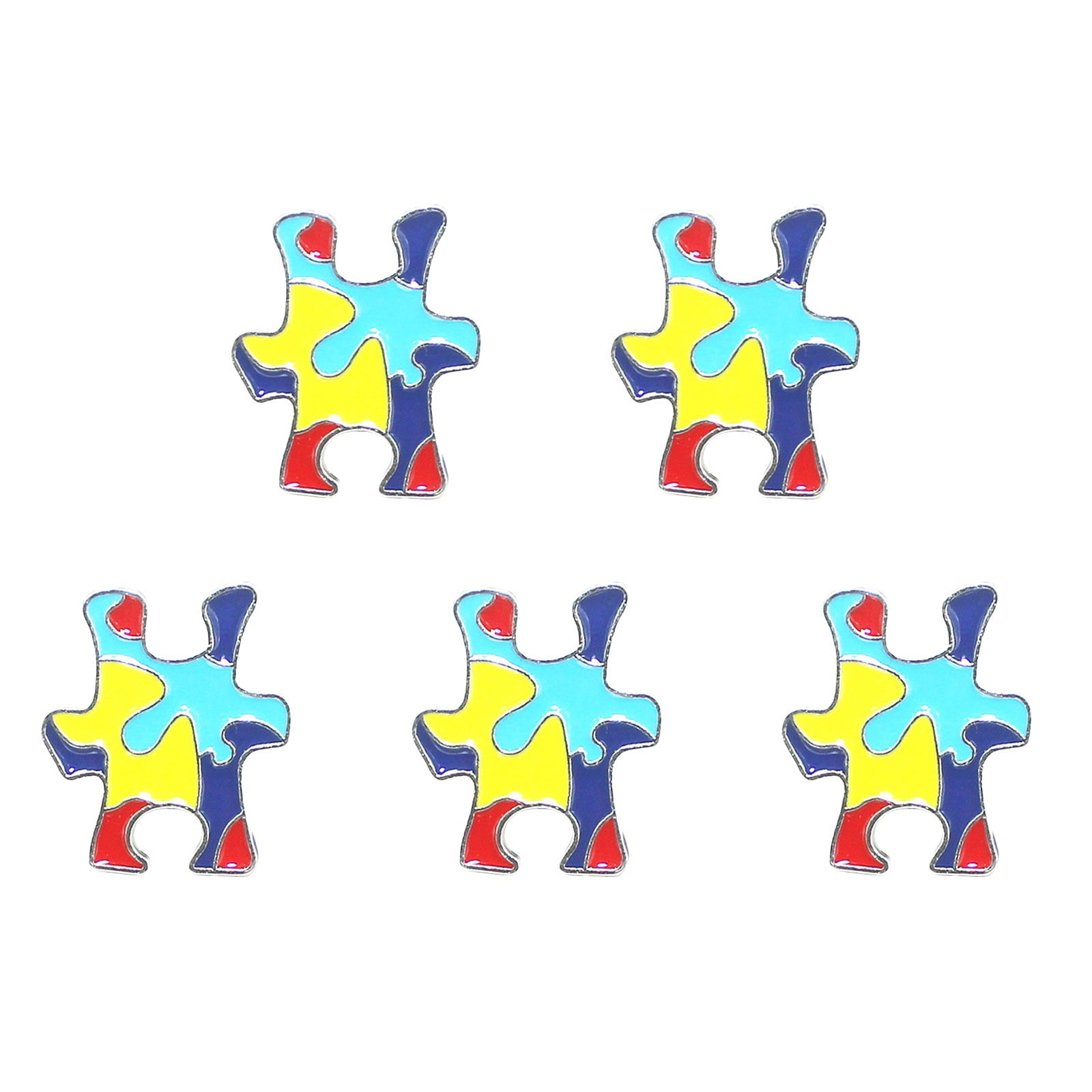 Autism Awareness Pins - 5PC Multi-Color Puzzle Piece Lapel Pins ...