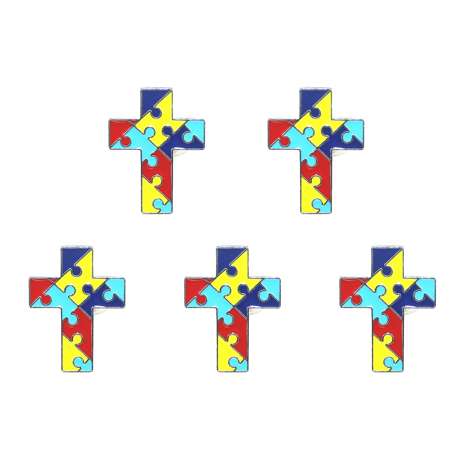 Autism Awareness Pins - 5PC Multi-Color Puzzle Piece Lapel Pins ...