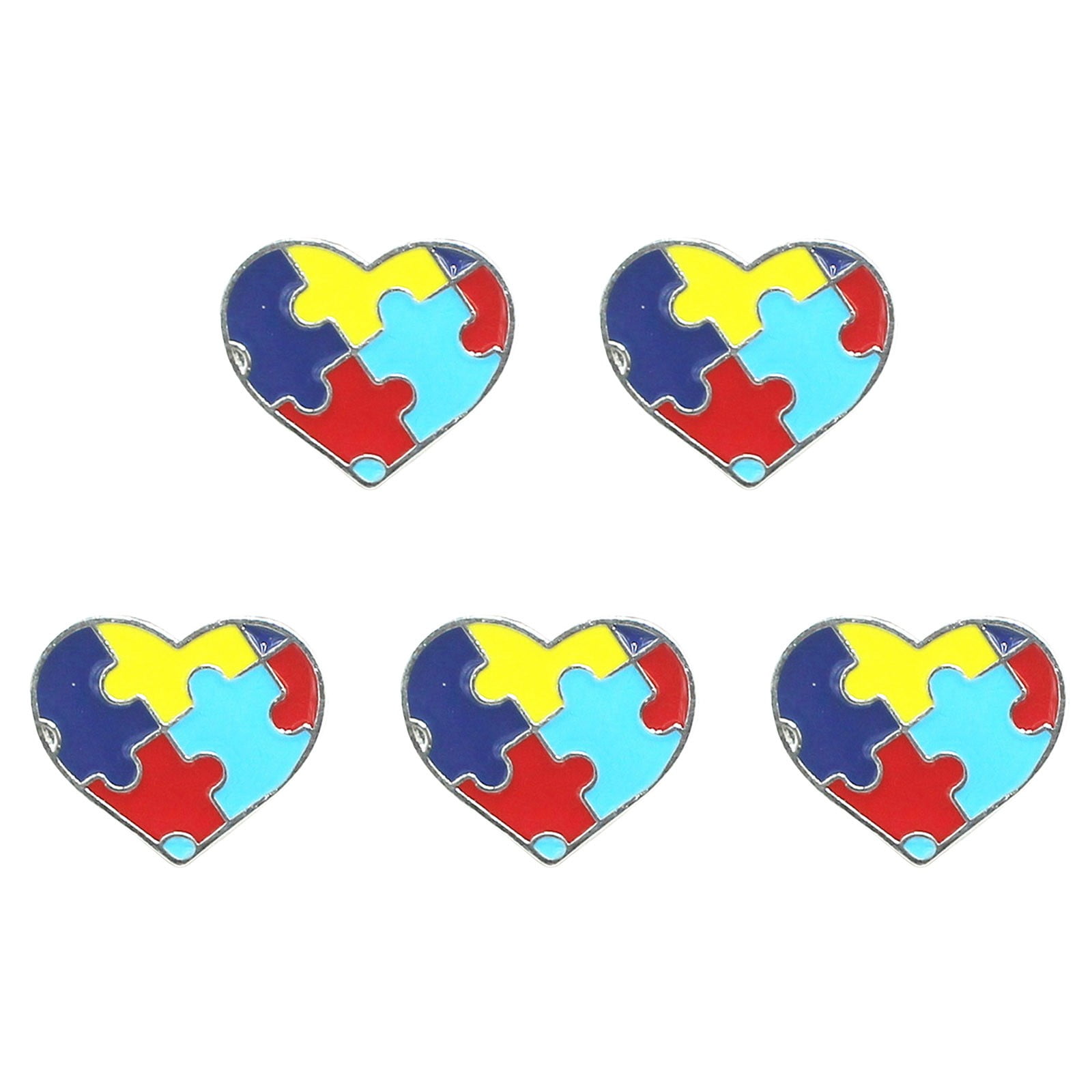 Autism Awareness Pins - 5PC Multi-Color Puzzle Piece Lapel Pins ...