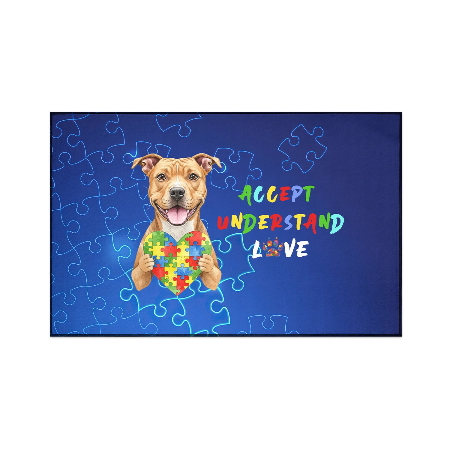 Autism Awareness Pitbull Accept Understand Love Indoor Rug Terrier Dog ...