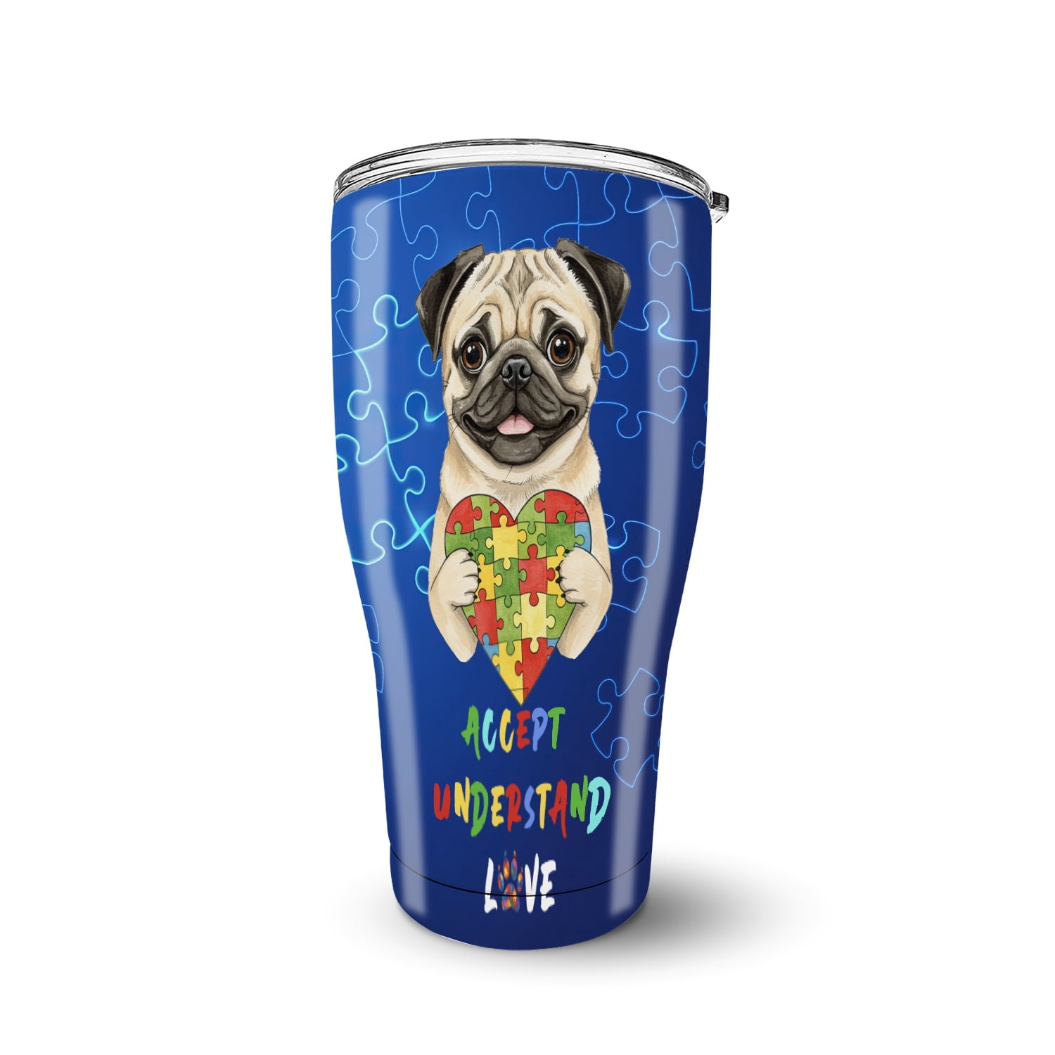 Autism Awareness Pug Accept Understand Love 30oz Stainless Steel ...