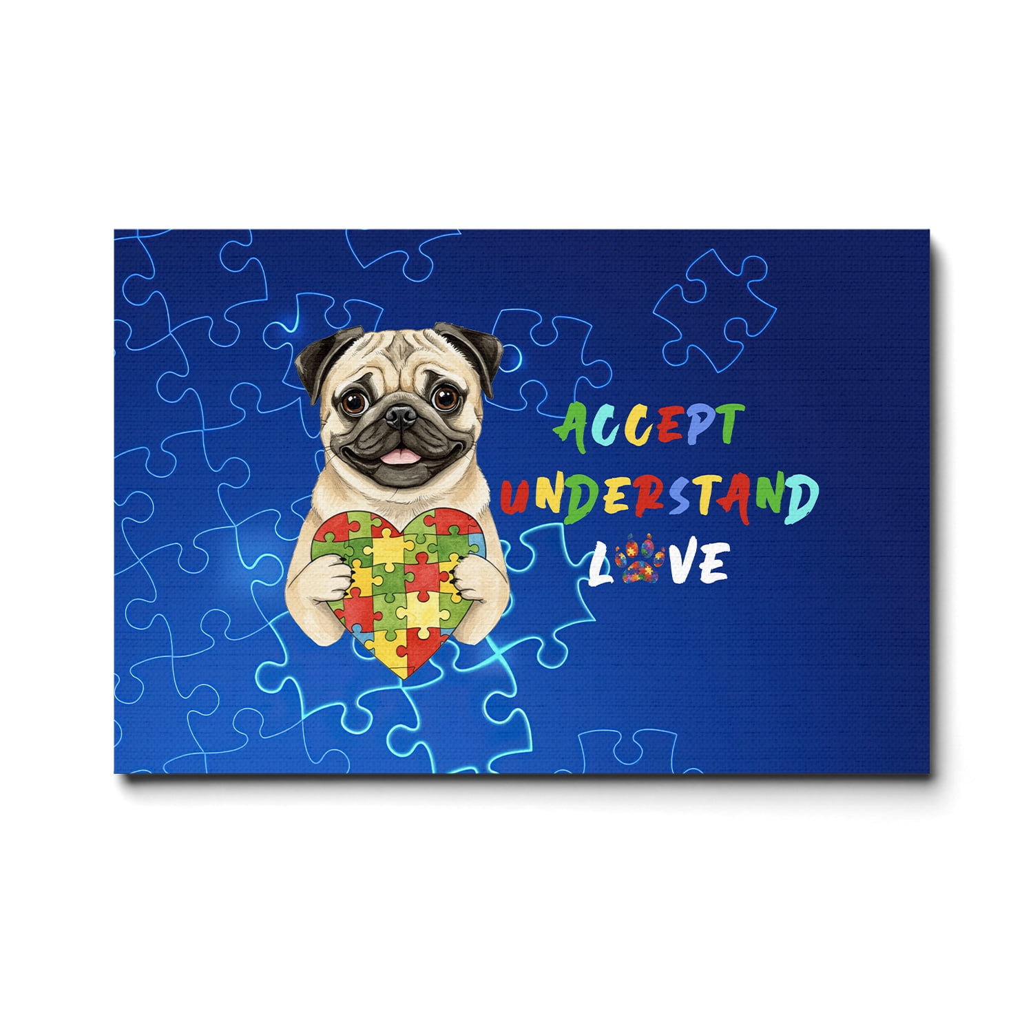 Autism Awareness Pug Accept Understand Love Horizontal Matte Canvas ...