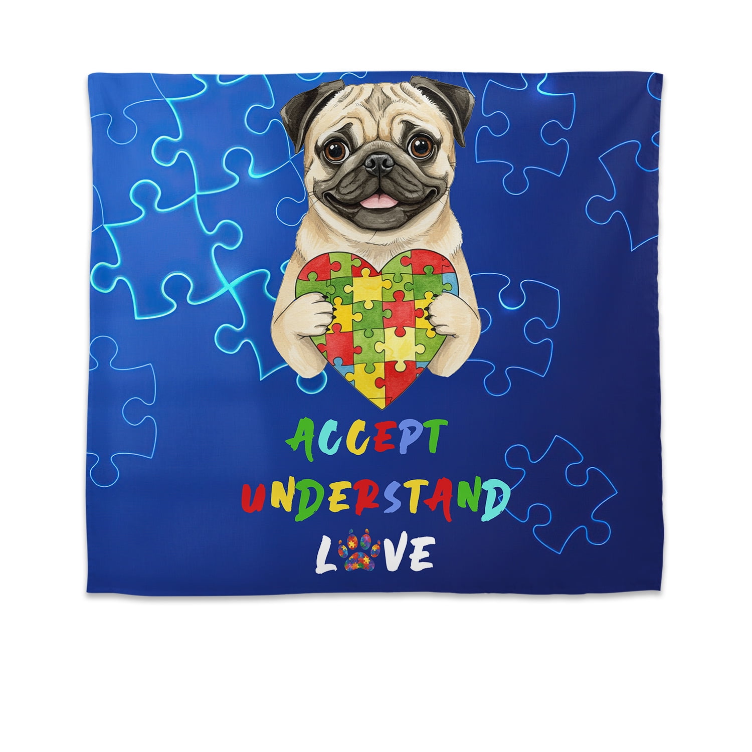Autism Awareness Pug Accept Understand Love Tapestry Dog Lover Gifts ...