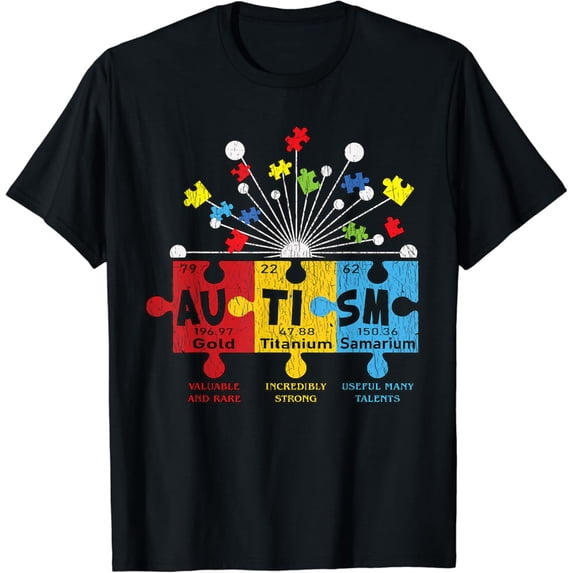 Autism Awareness Puzzle Chemical Elements Periodic Table ASD T-Shirt ...