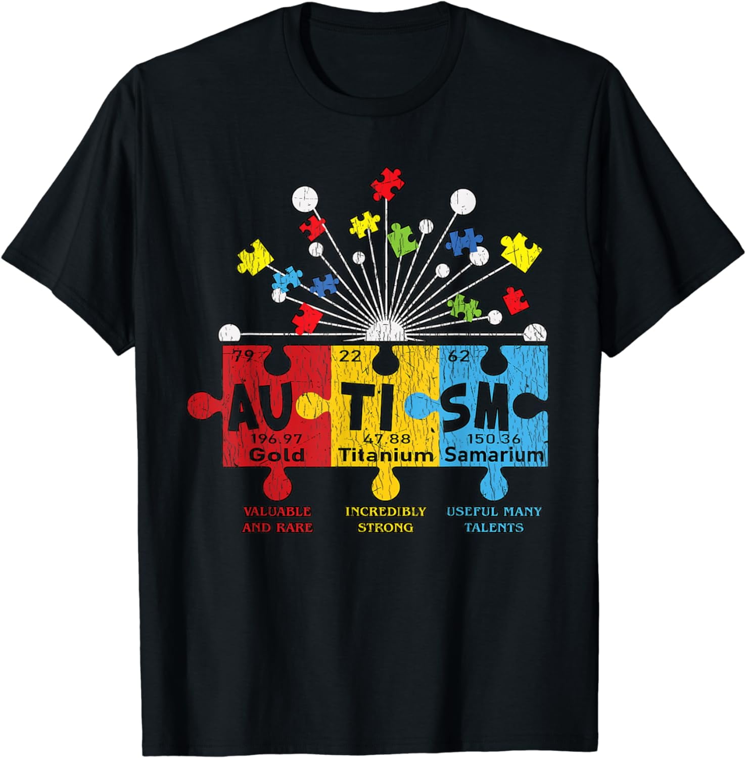 Autism Awareness Puzzle Chemical Elements Periodic Table ASD T-Shirt ...