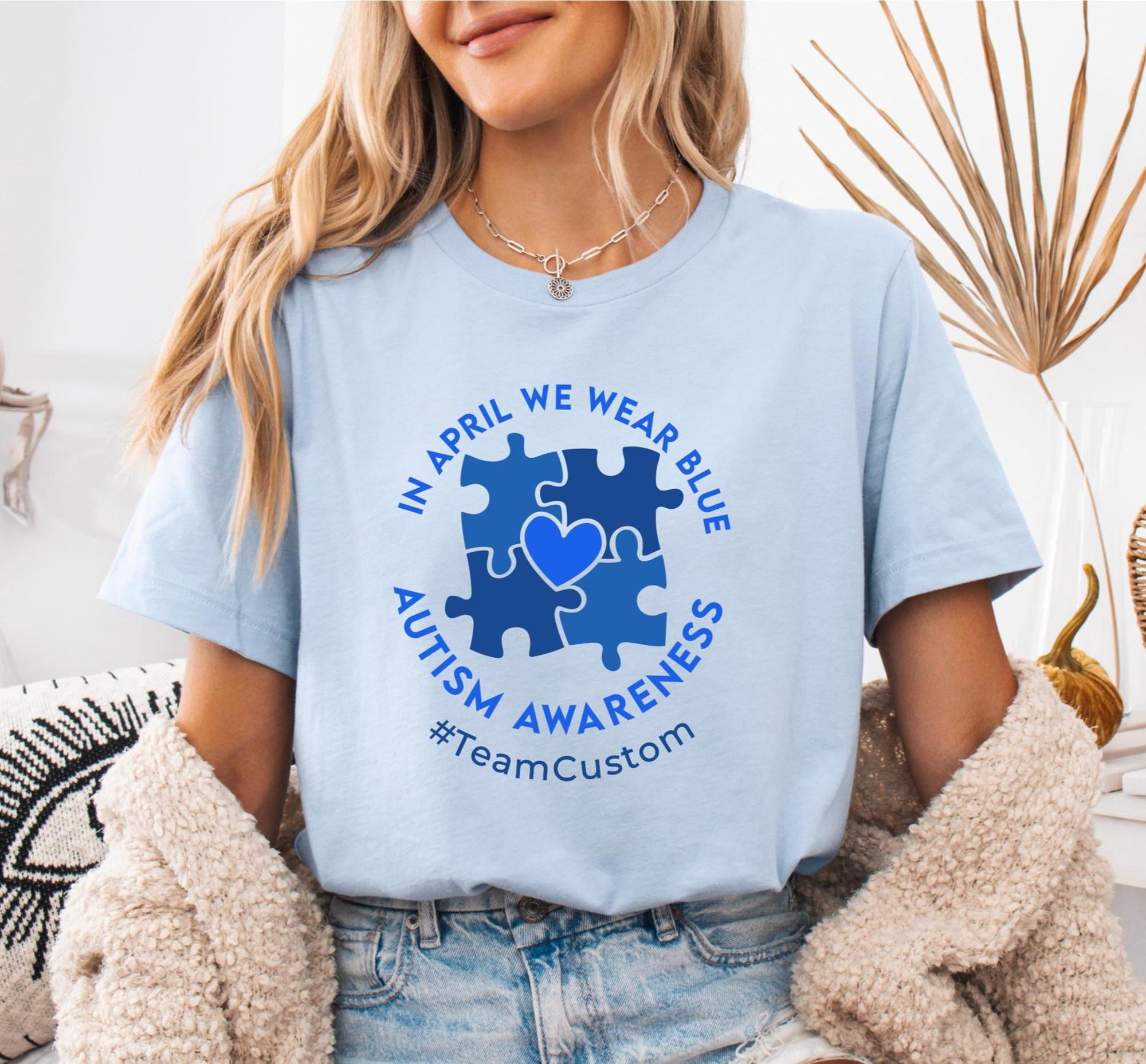 Autism Awareness Puzzle Heart TShirt In April We Wear Blue - Walmart.com