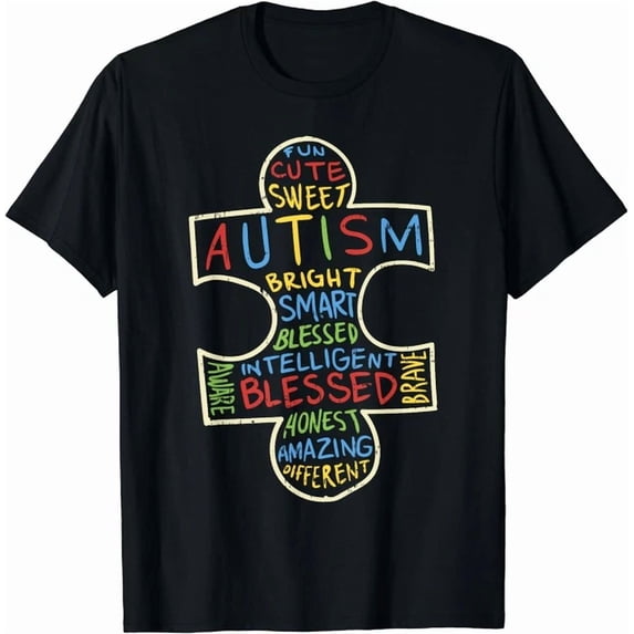 Autism Awareness Puzzle Piece With Words Design Unisex S-5XL T-Shirt ...