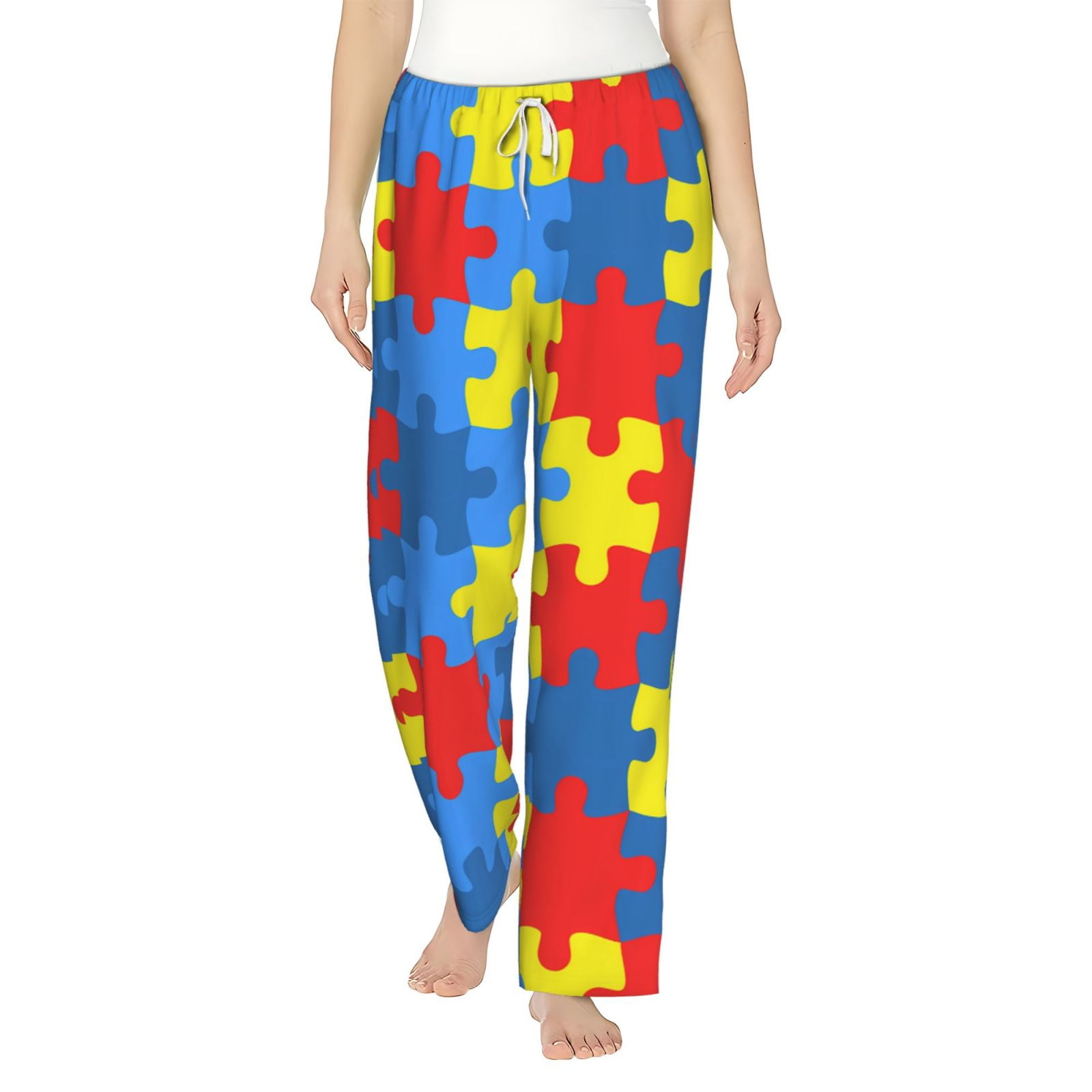 Autism Awareness Puzzle Pieces Women'S Pajama Pants Straight Leg Comfy ...
