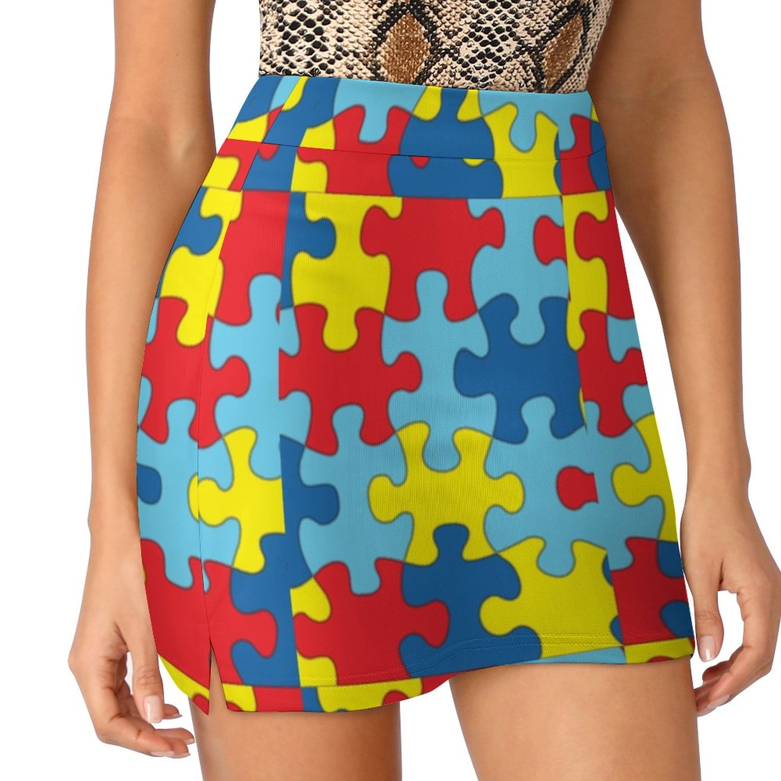 Autism Awareness Puzzle Pieces Women's skirt Y2K Summer Clothes 2025 ...