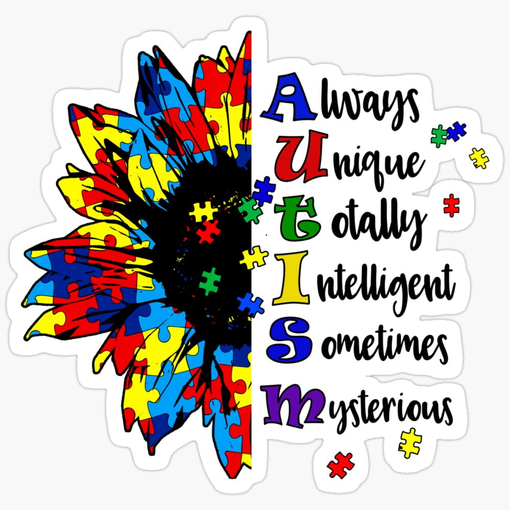 Autism Awareness Puzzle Ribbon Quote Spectrum Disorder Autistic Man ...