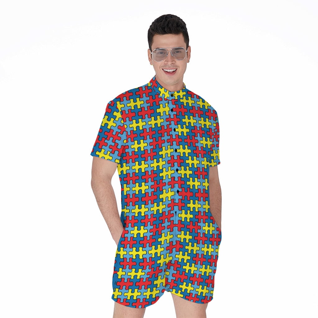 Autism Awareness Puzzle Short Sleeve Men'S Rompers, Autism Awareness ...