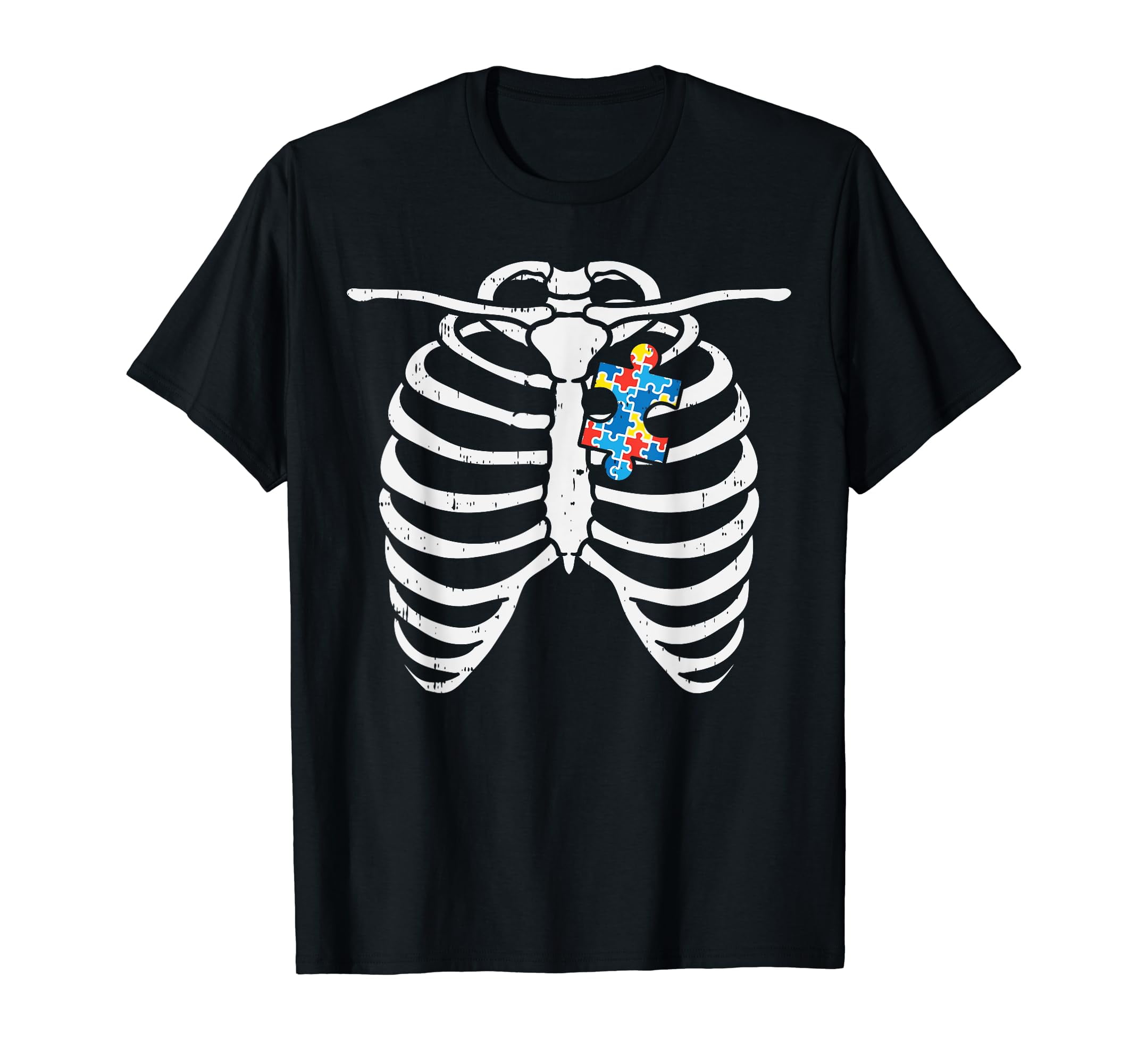 Autism Awareness Puzzle Skeleton X-Ray Halloween Costume Men T-Shirt ...
